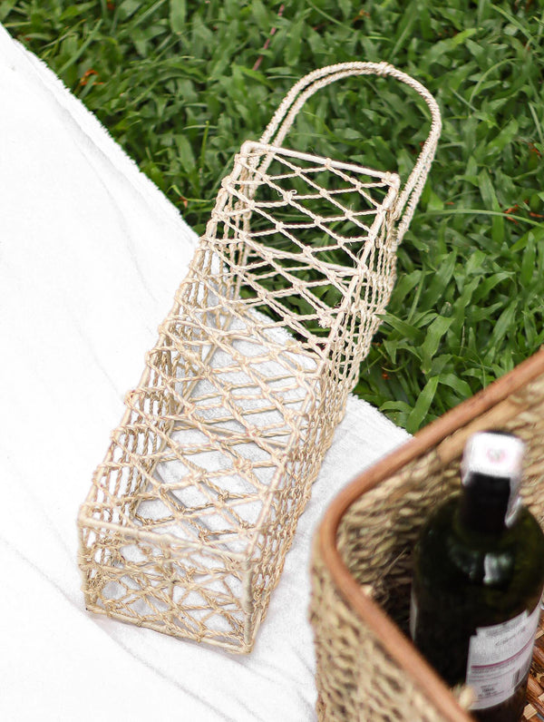 LUID LOKAL ABACA WINE BAG BASKET HOLDER WITH WIRE FRAME - Luid Lokal